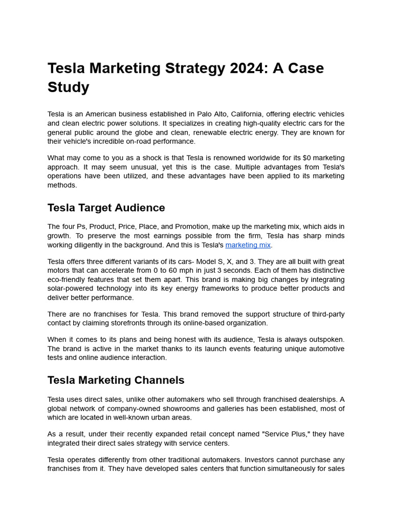 Tesla Case | PDF | Marketing | Sales
