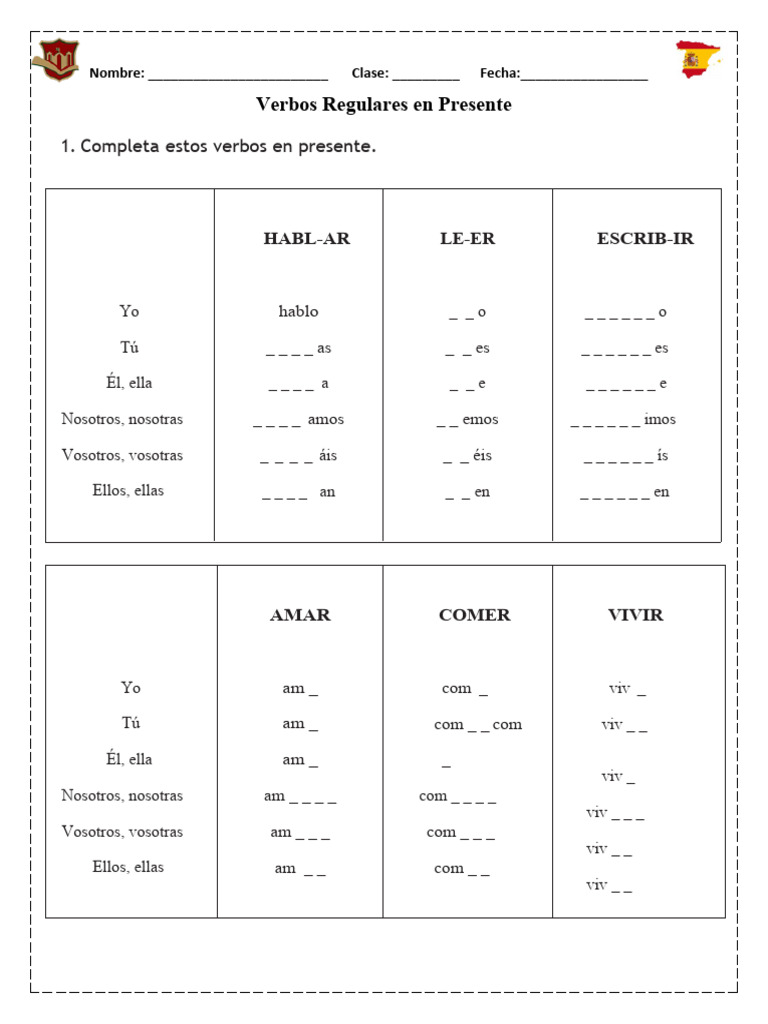 Verbos Regulares | PDF | Artes del Lenguaje y Comunicación