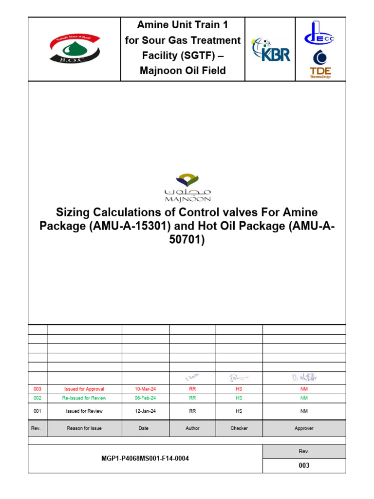 Control Valve Sizing for AMU HF 4068 | PDF | Pressure | Chemical ...