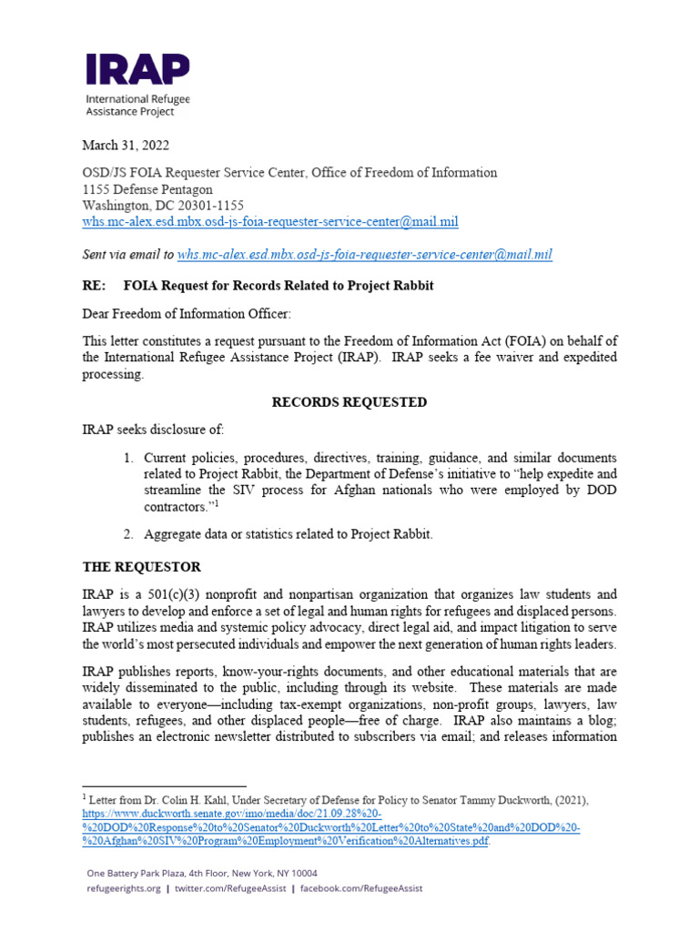 Project Rabbit FOIA Request | Download Free PDF | Freedom Of ...