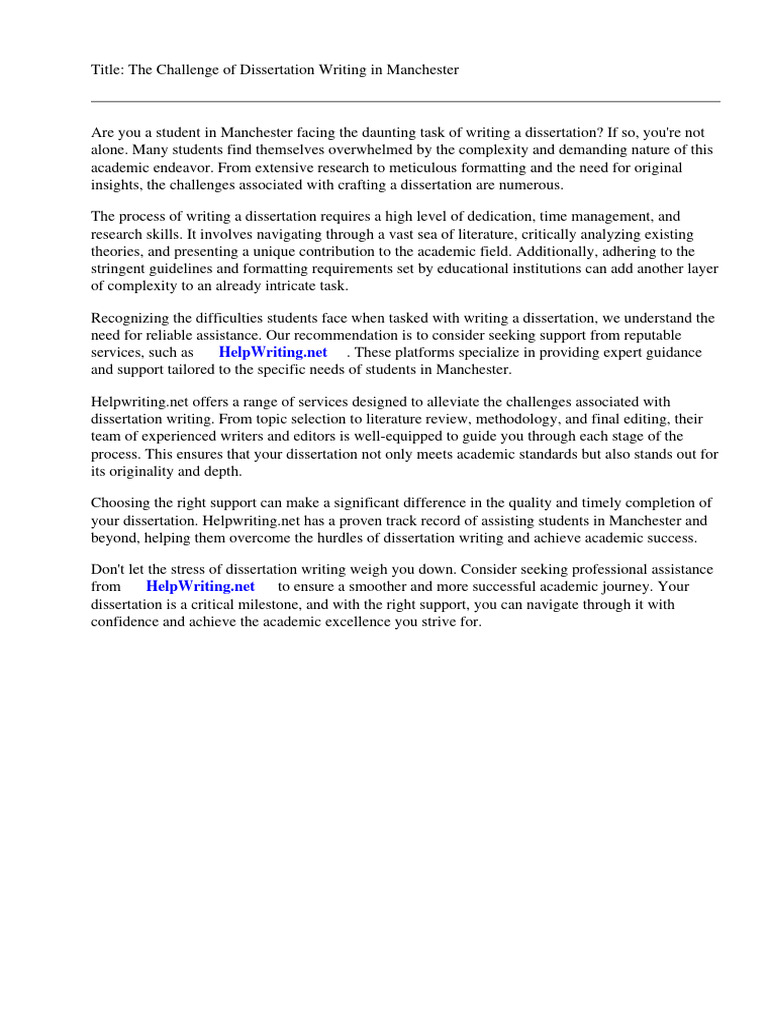 Dissertation Help Manchester | PDF | Thesis | Science