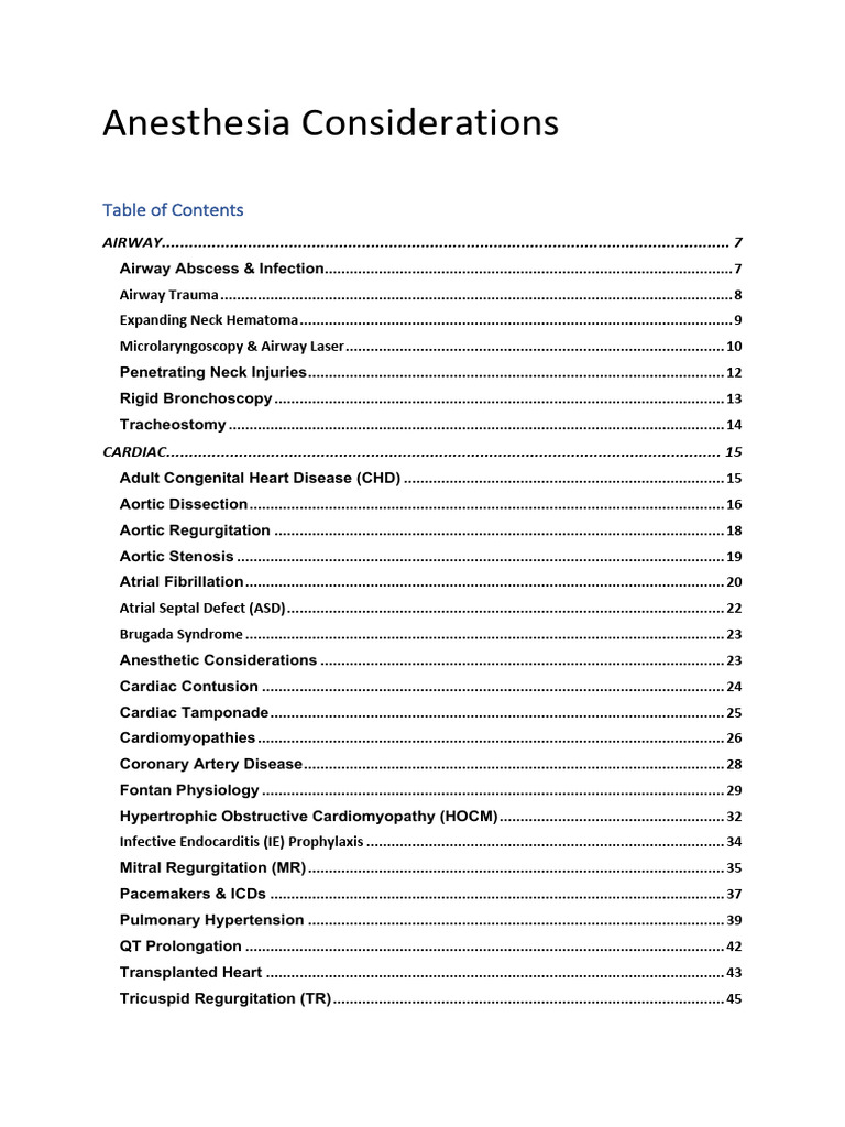 Anesthesia Considerations | PDF | Heart Failure | Heart