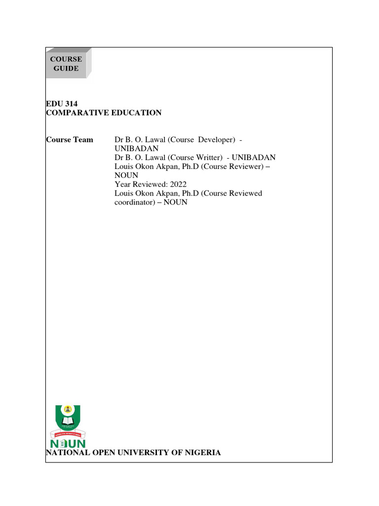 ED 302 Comparative Education Guide Notes | PDF | Sociology | Learning