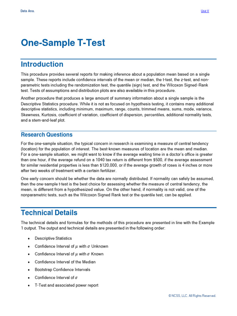 One-Sample - T-Test Dsaxena | PDF | P Value | Statistical Hypothesis ...