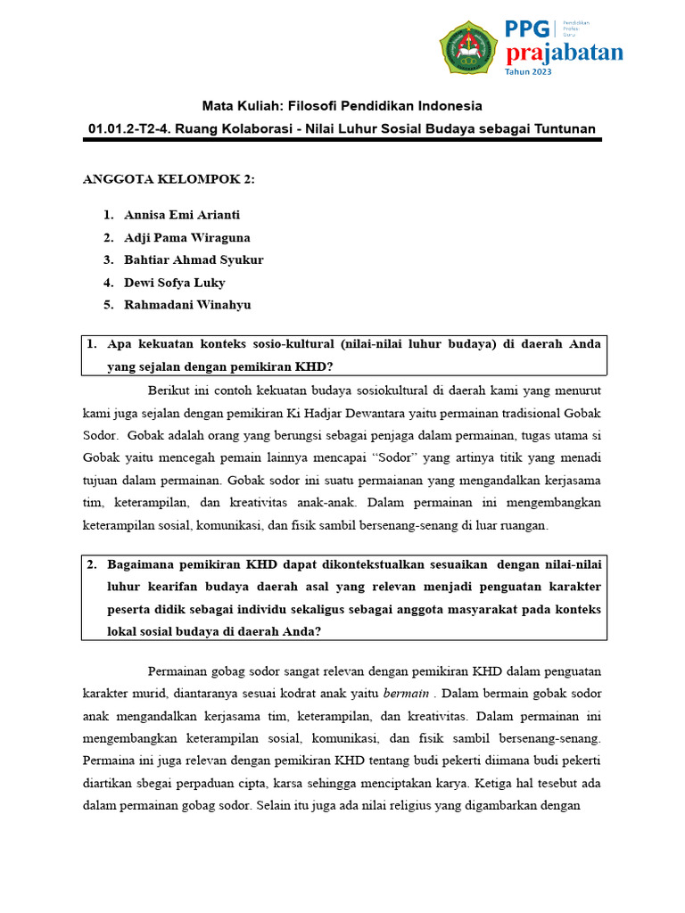 01.01.2-T2-4. Ruang Kolaborasi - Nilai Luhur Sosial Budaya Sebagai ... 01.01.2-T2-4. Ruang Kolaborasi - Nilai Luhur Sosial Budaya Sebagai ...