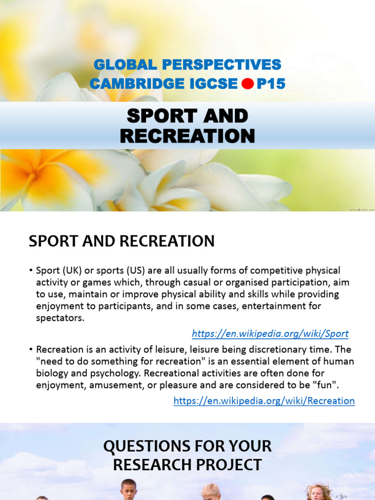 Global Perspectives Cambridge Igcse P15: Sport and Recreation | PDF ...