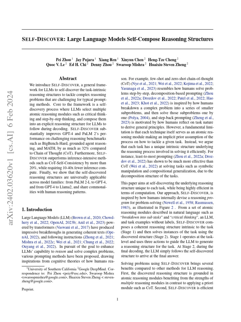 SELF-DISCOVER-Large Language Models Self-Compose Reasoning Structures | PDF | Shape | Reason