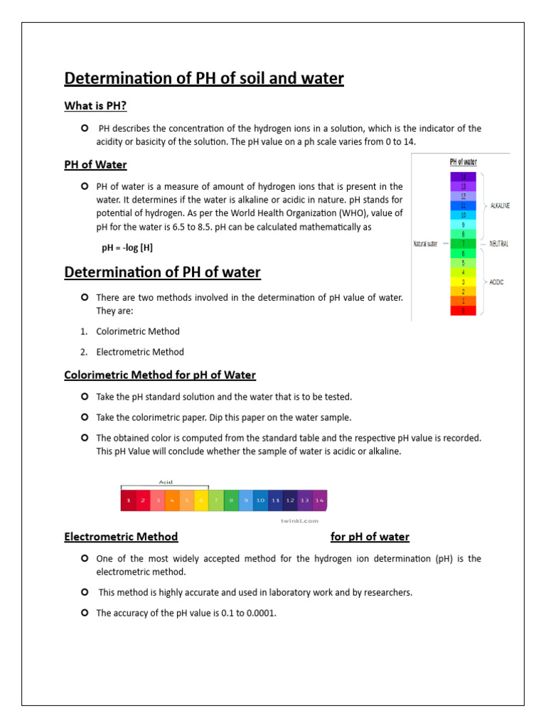 Determination of PH of soil and water 0 | PDF | Ph | Physical Sciences