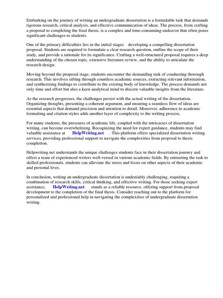 From Proposal To Thesis Writing An Undergraduate Dissertation | PDF | Thesis | Scientific Method