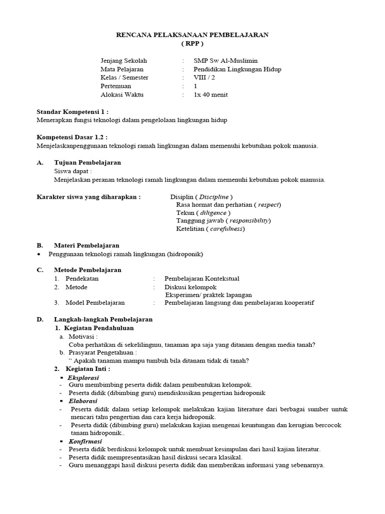 RPP PLH Tuk Print | PDF