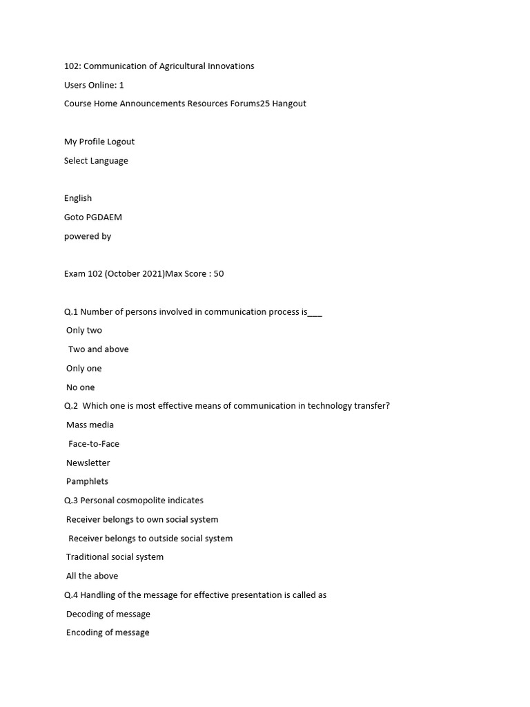 Communication of Agricultural Innovations | PDF | Communication ...