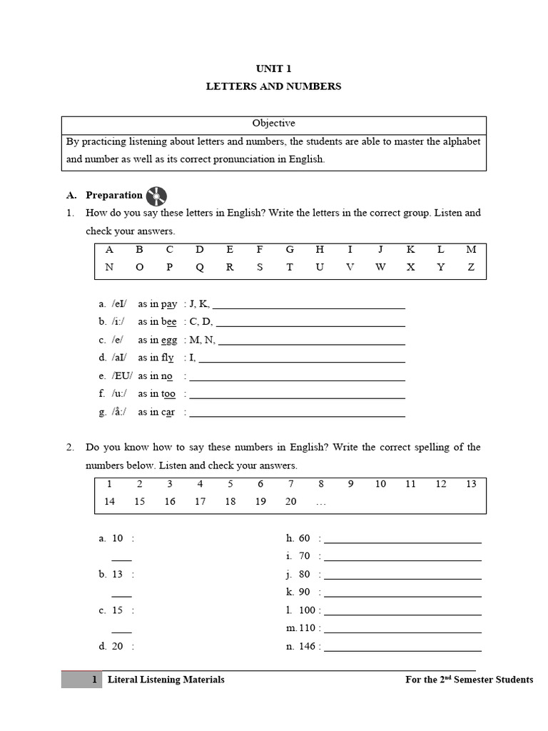 Unit 1 Letters and Numbers | PDF | Linguistics | Orthography