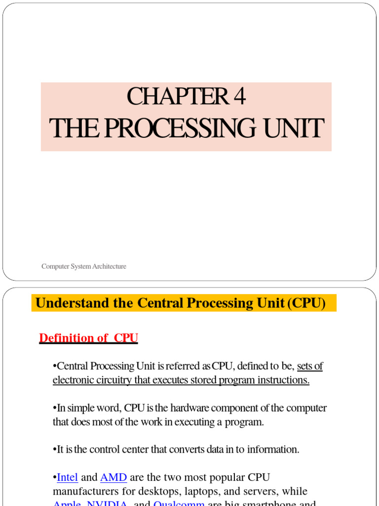 Chapter 4 - Central Processing Unit | PDF | Central Processing Unit | Computer Architecture