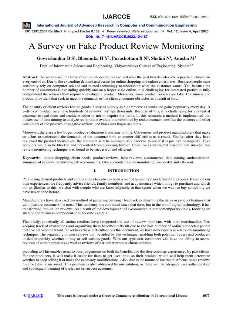 Ijarcce 2023 124187 | PDF | Email Spam | Online Shopping