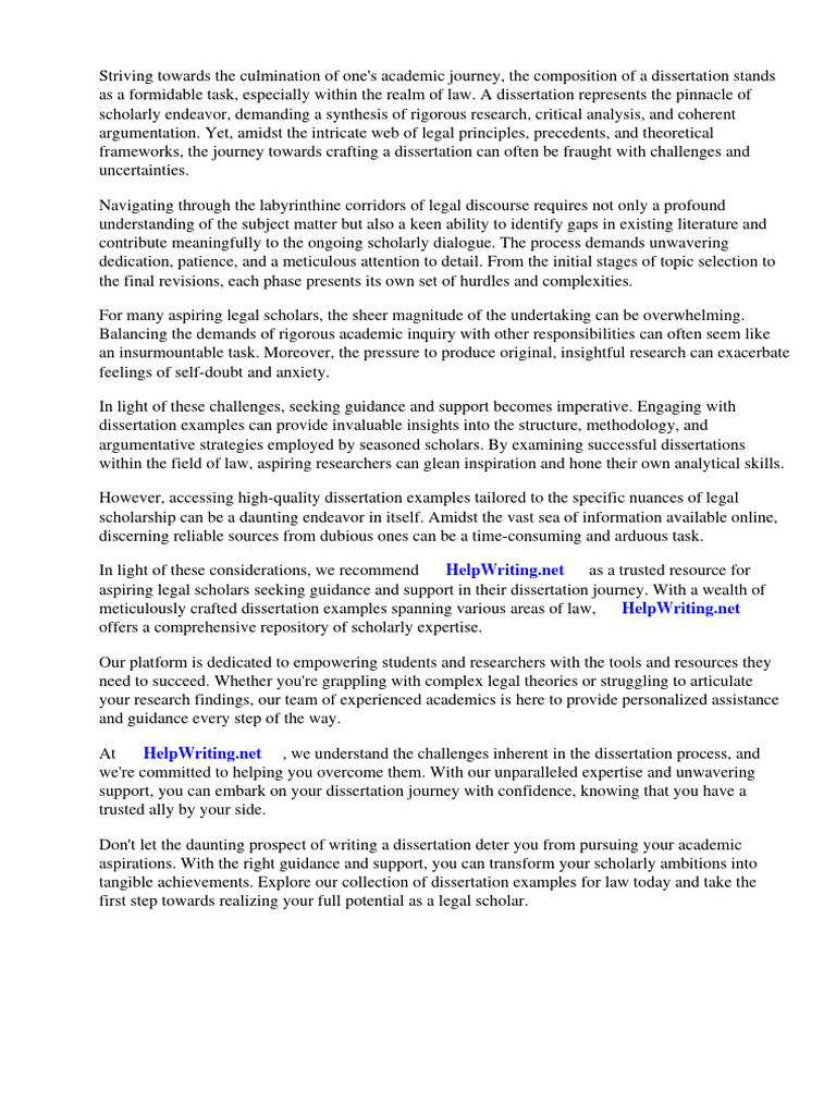 Dissertation Examples For Law | PDF | Piercing The Corporate Veil | Thesis