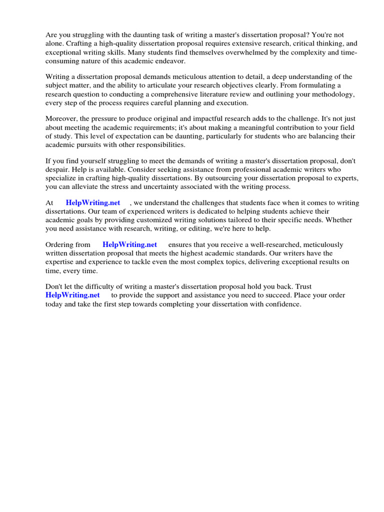 Masters Dissertation Proposal Example PDF | PDF | Thesis | Expert