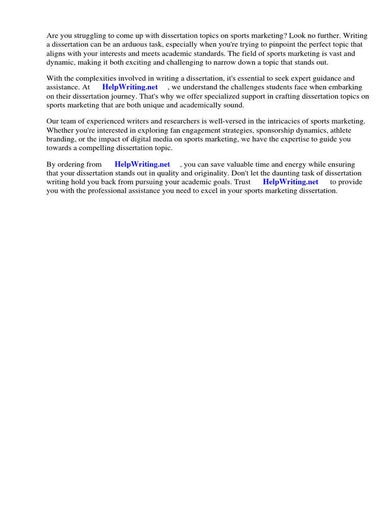 Dissertation Topics On Sports Marketing | PDF | Sports | Advertising