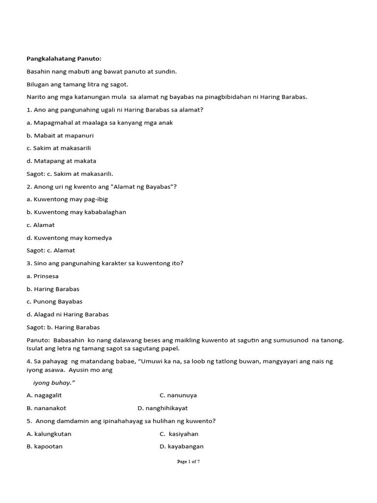 PT_FILIPINO 4_Q1 v2 | PDF