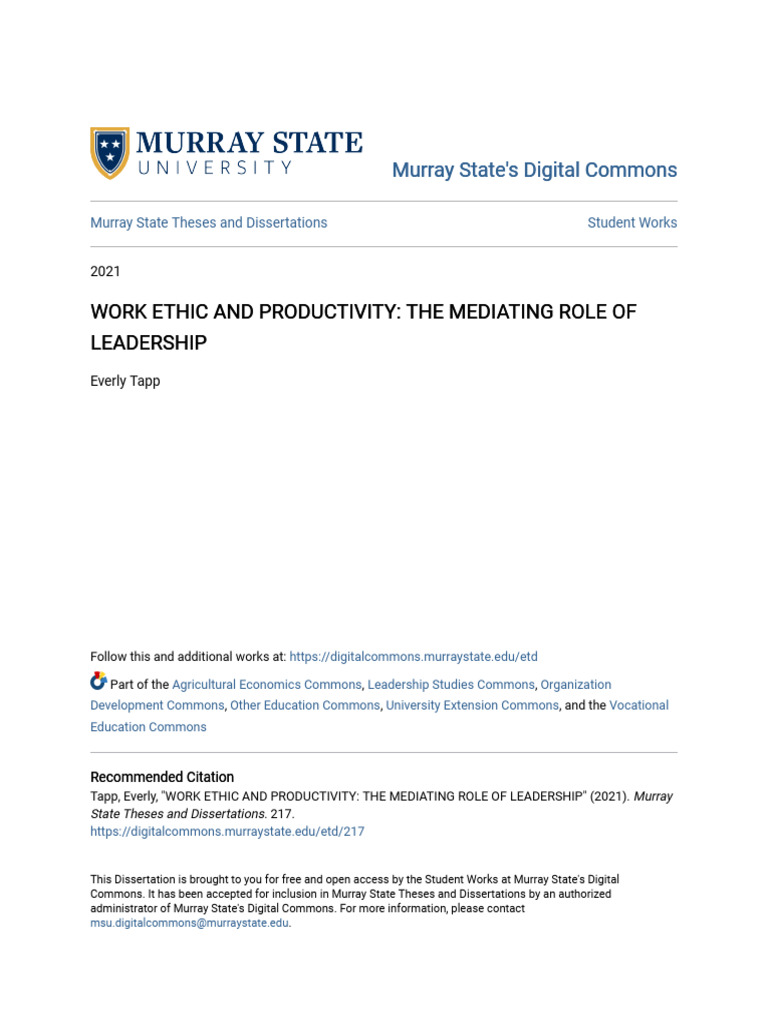 Work Ethic and Productivity - The Mediating Role of Leadership | PDF ...