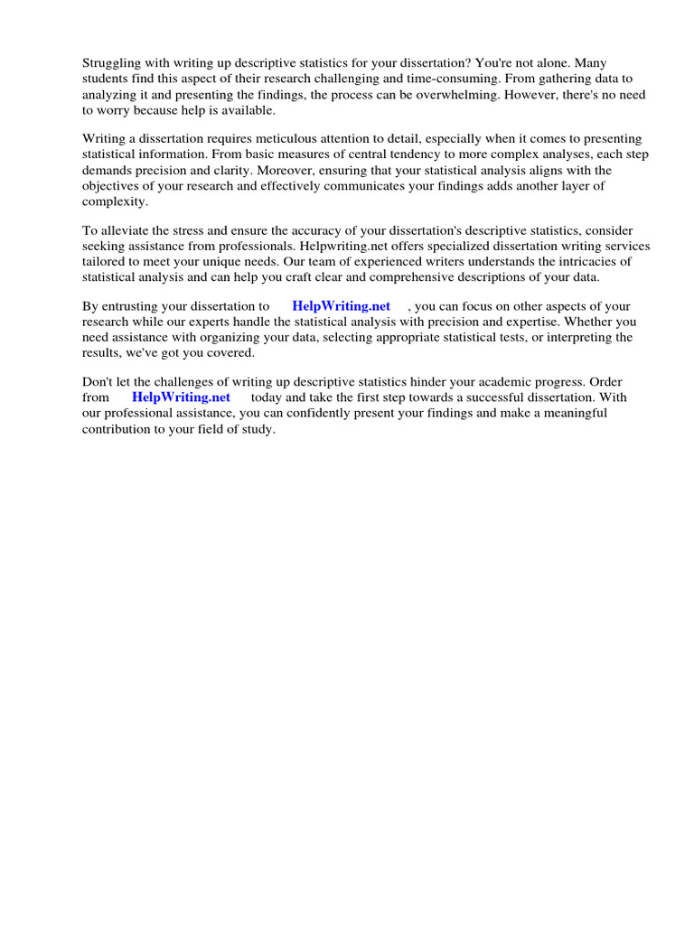How to Write Up Descriptive Statistics for Dissertation | PDF ...