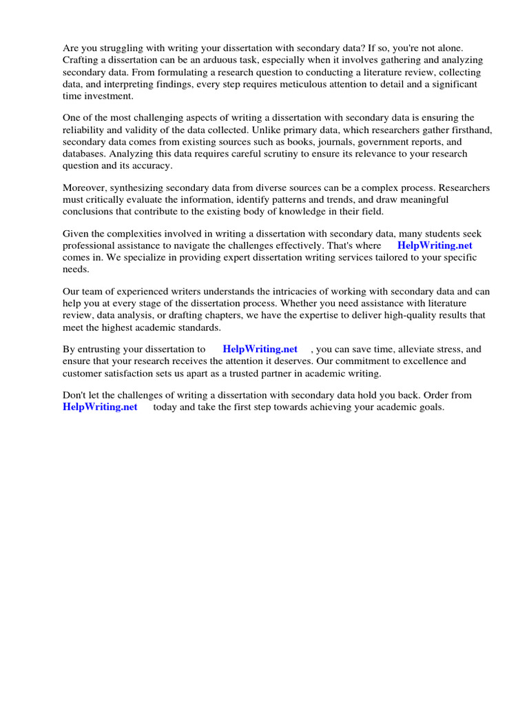 Dissertation With Secondary Data | PDF | Methodology | Data