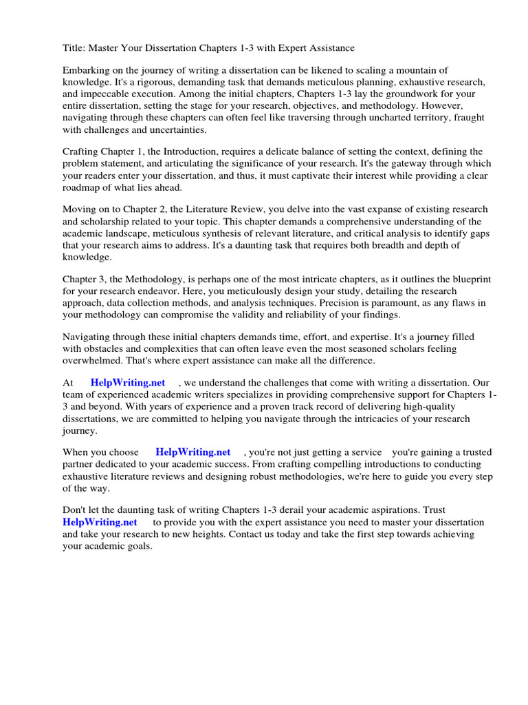 Dissertation Chapters 1-3 | PDF | Thesis | Methodology