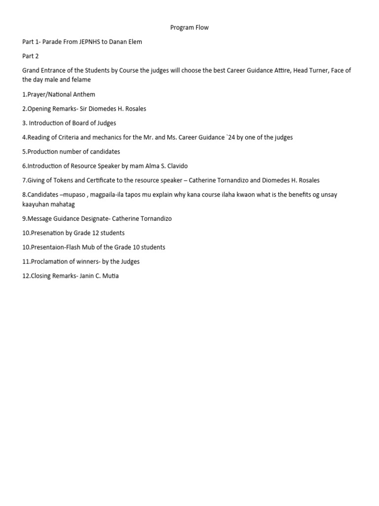 Program Flow Career Guidance 2024 | PDF | Career & Growth