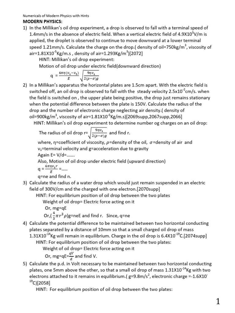 MODERN PHYSICS Numericals | PDF | Photoelectric Effect | Atomic Nucleus