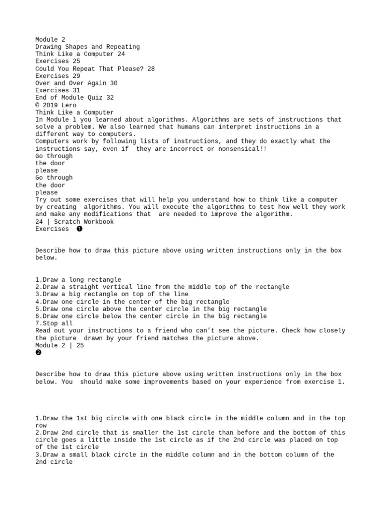 Scratch3 Workbook 2019 Module 2 | PDF | Shape | Algorithms
