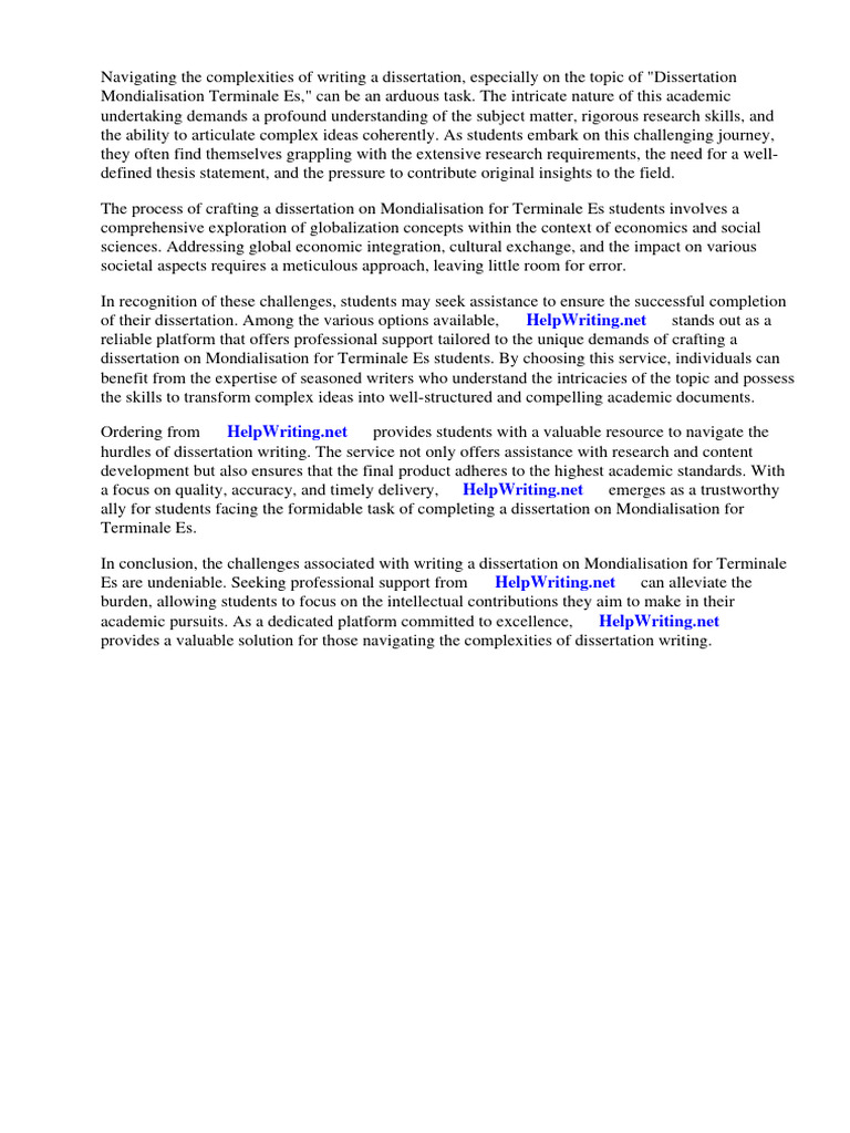 Dissertation Mondialisation Terminale Es | PDF | Thesis | World Wide Web