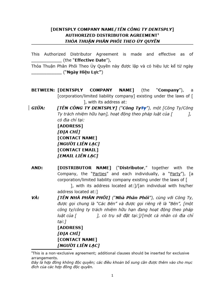 Distribution Agreement v5 100212 Template 12oct12 (EN & VN) | PDF