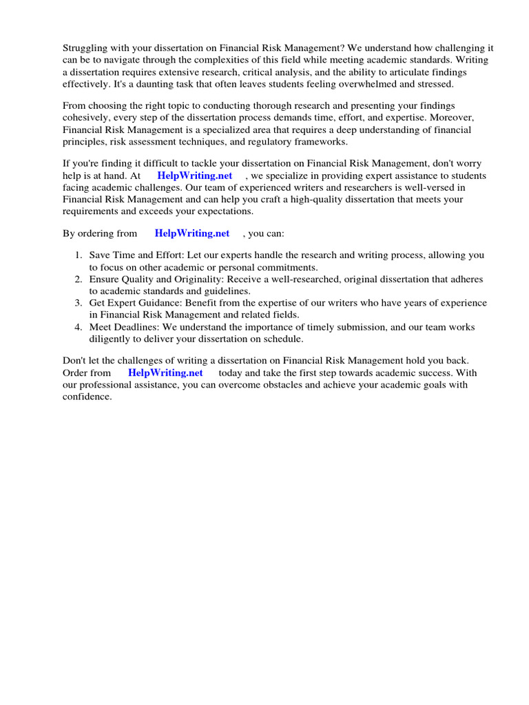 Dissertation Topics On Financial Risk Management | PDF | Risk | Banks