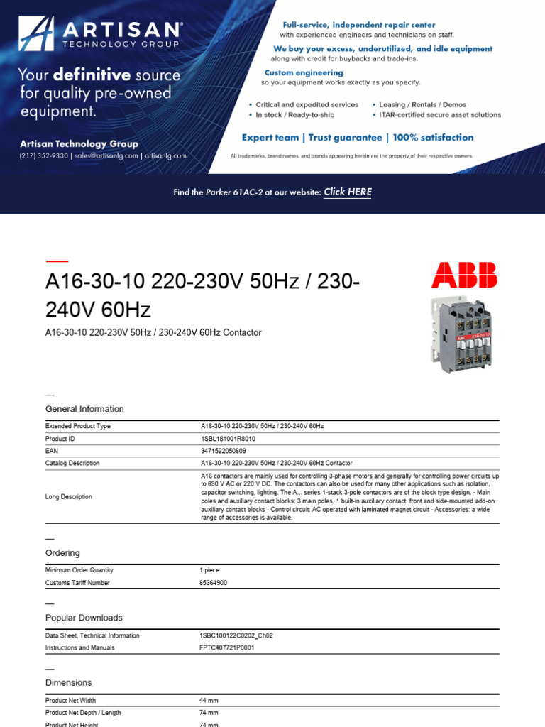 ABB A16 30 10 Datasheet 201963162240 | PDF | Fuse (Electrical) | Relay ABB A16 30 10 Datasheet 201963162240 | PDF | Fuse (Electrical) | Relay