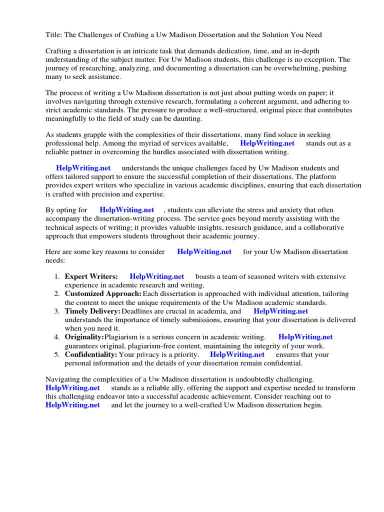 Uw Madison Dissertation | PDF | Thesis | Essays