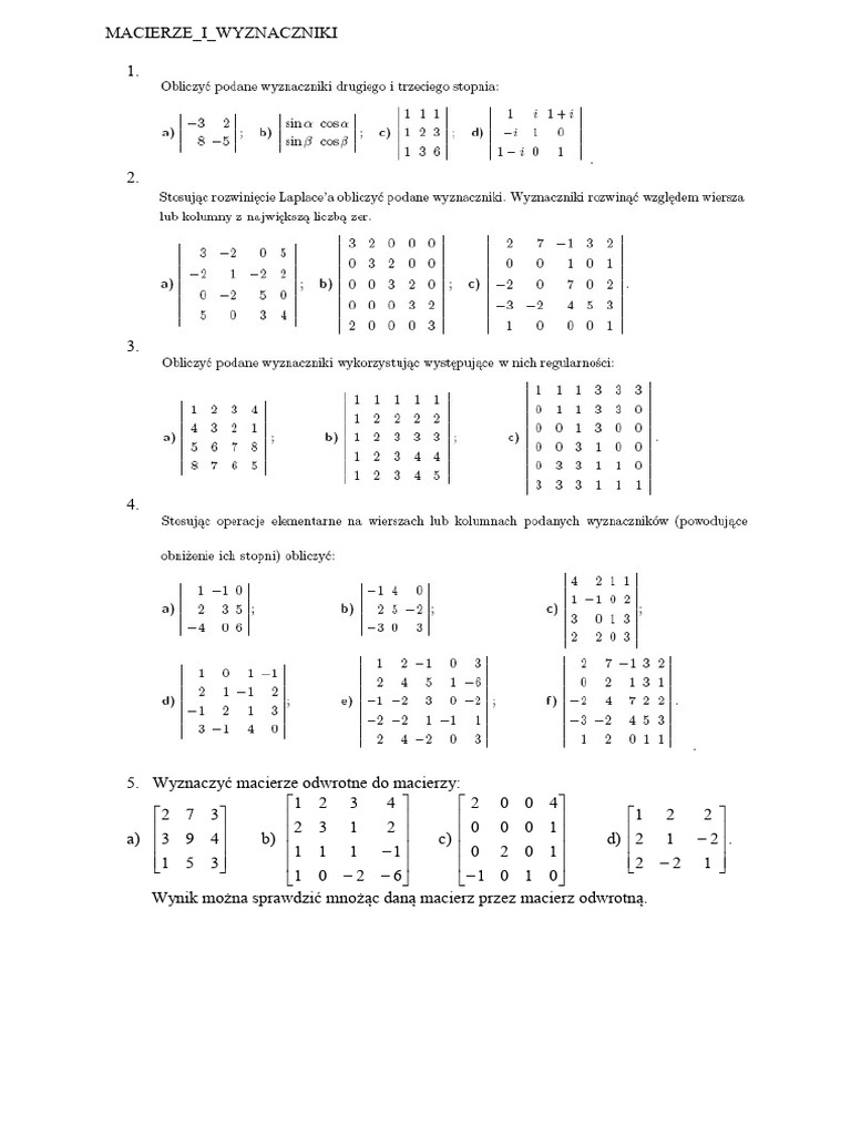 Macierze i wyznaczniki | PDF