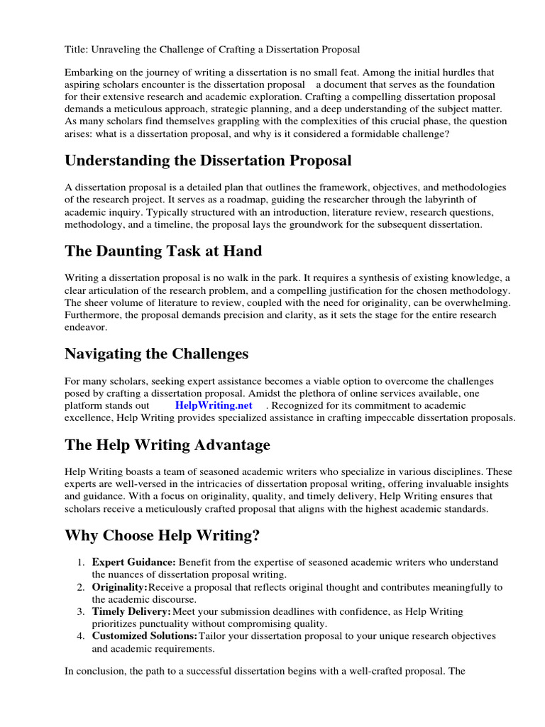 Dissertation Proposal What Is It | PDF