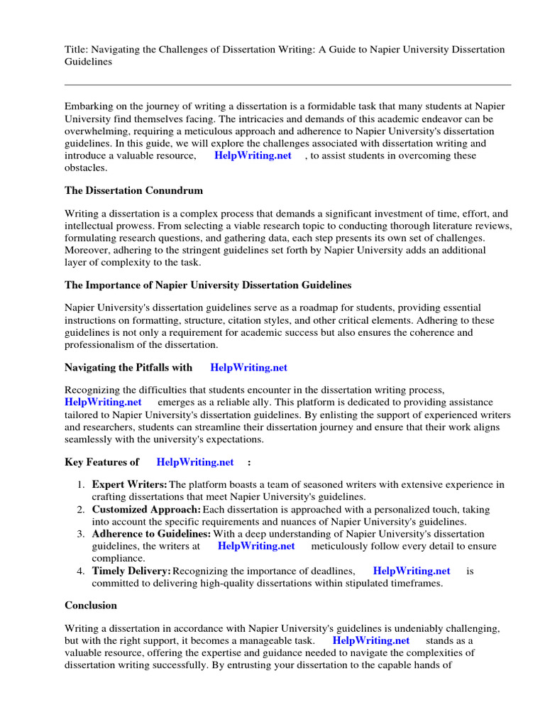 Napier University Dissertation Guidelines | PDF | Thesis