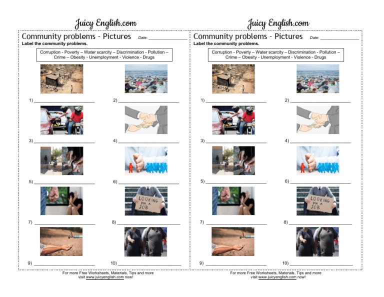 Community Problems Worksheet | PDF