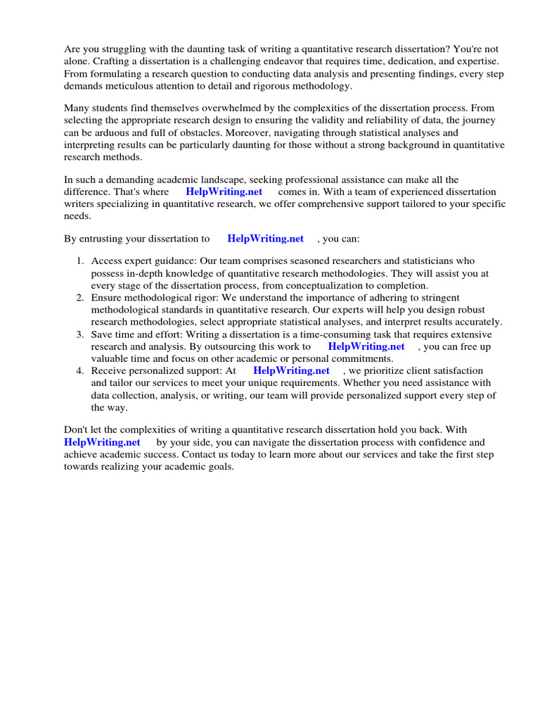 Quantitative Research Dissertation Sample | Download Free PDF ...
