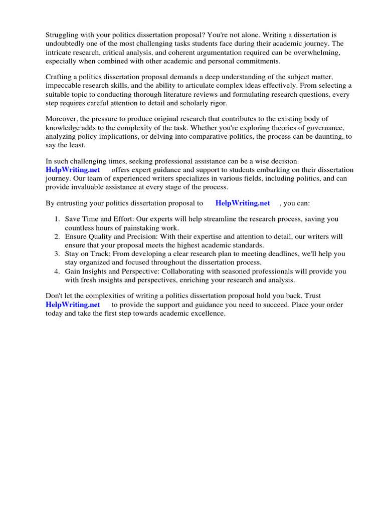 Politics Dissertation Proposal Sample | PDF | Thesis | Expert