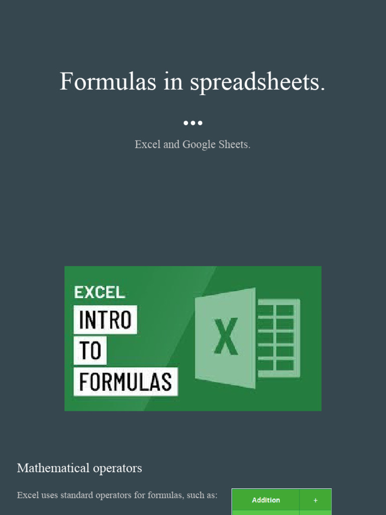 Formulas in Spreadsheets | PDF | Spreadsheet | Formula