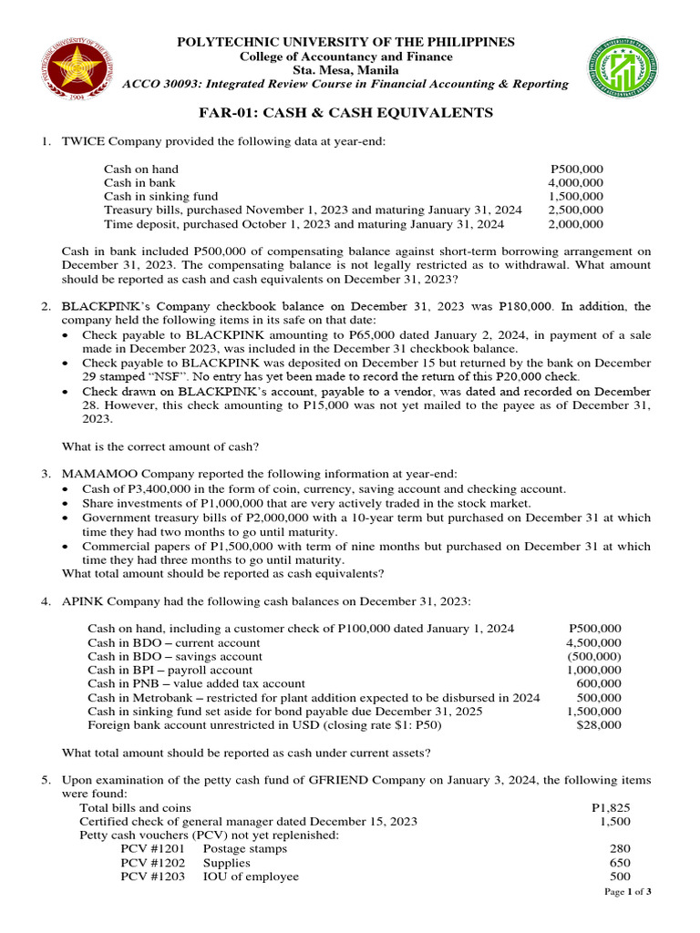 RM - Cash and Cash Equivalents | PDF | Cheque | Debits And Credits
