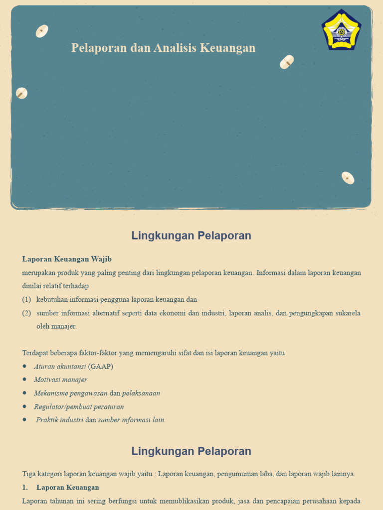 Pelaporan Dan Analisis Keuangan | PDF | Pengelolaan Keuangan & Uang
