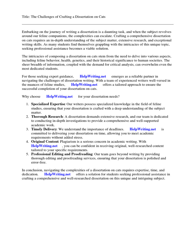 Dissertation On Cats | PDF | Cats | Thesis