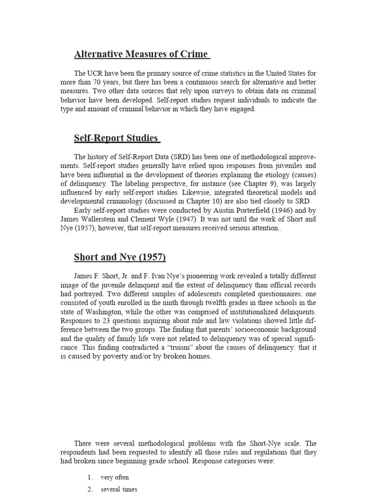 Exploring Self-Report Crime Measures | PDF | Juvenile Delinquency | Self Report Study