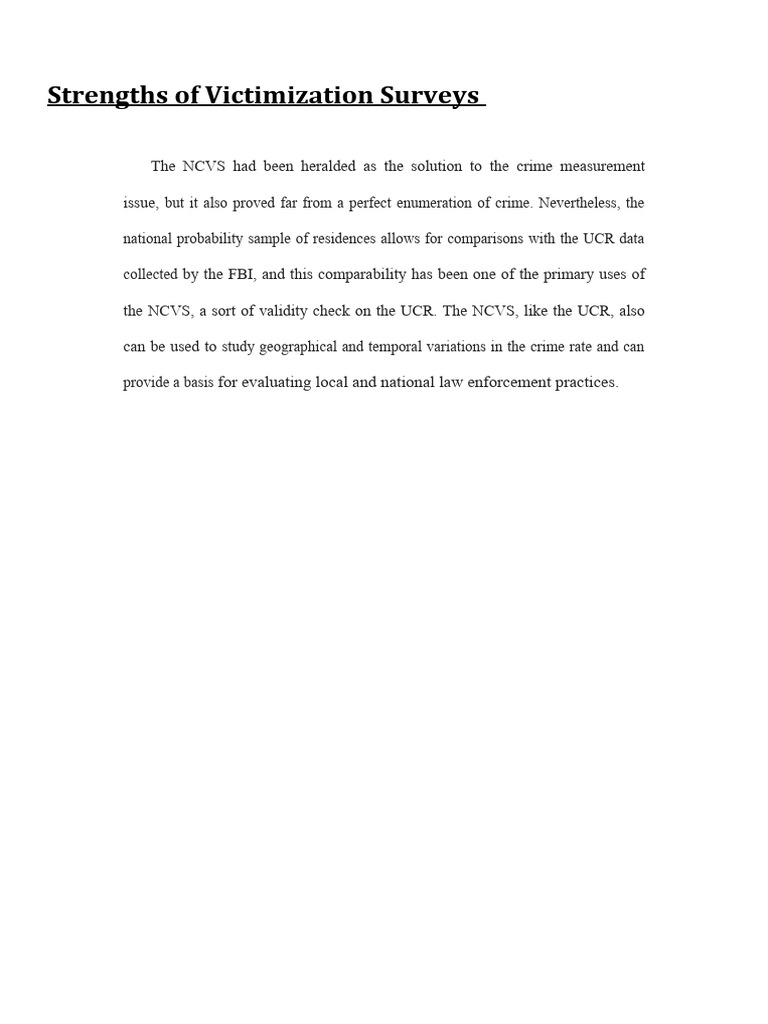 NCVS and UCR: Strengths and Weaknesses | PDF | Victimisation | Uniform ...