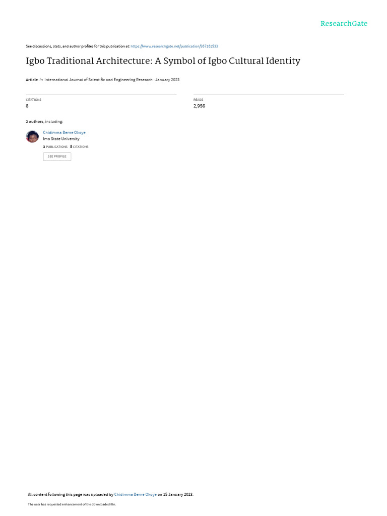 Igbo Traditional Architecture A Symbol of Igbo Cultural Identity | PDF