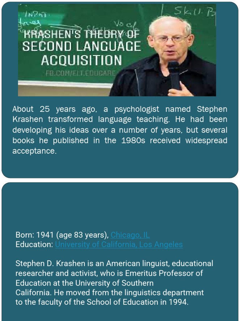 Krashen Theory | PDF | Language Acquisition | Communication