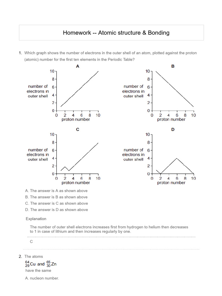 Atomic Structure and Bonding - Answer | PDF | Atoms | Chemical Bond