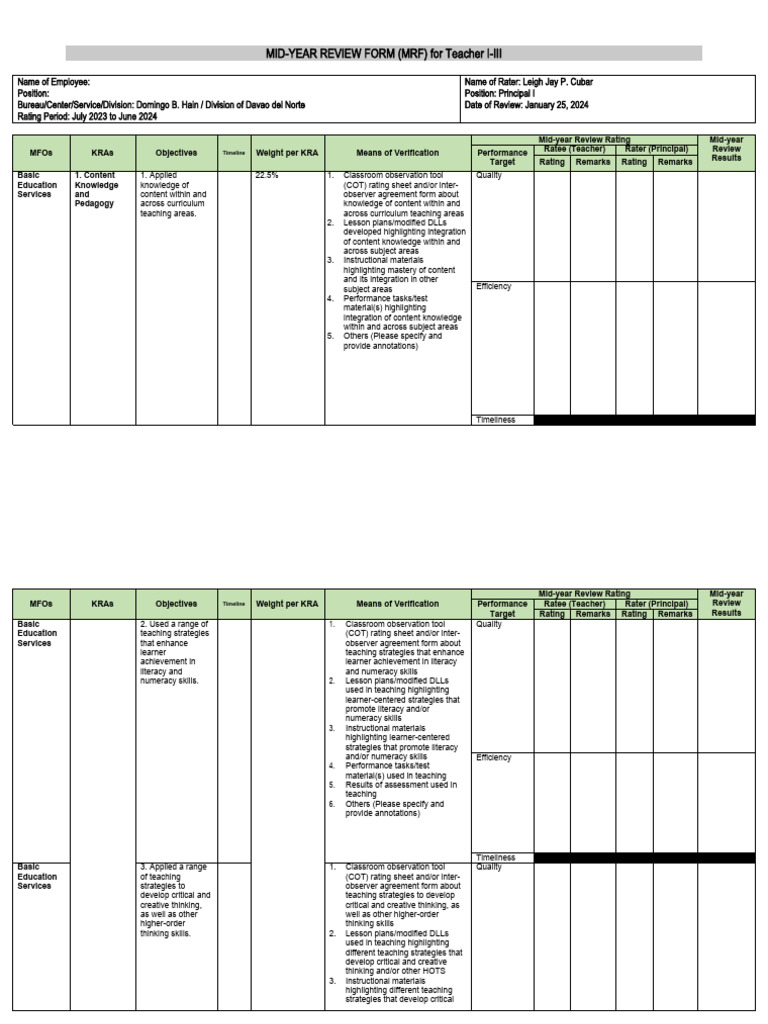 MRF | PDF | Lesson Plan | Learning